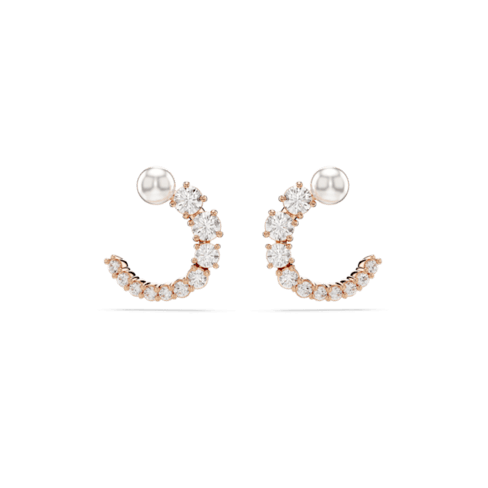 Brincos argola Matrix Crystal Pearl, Brancos, Lacado a rosa dourado ...